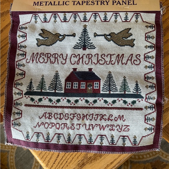 Other | Merry Christmas Tapestry Panel Sampler Style Nwt | Poshmark